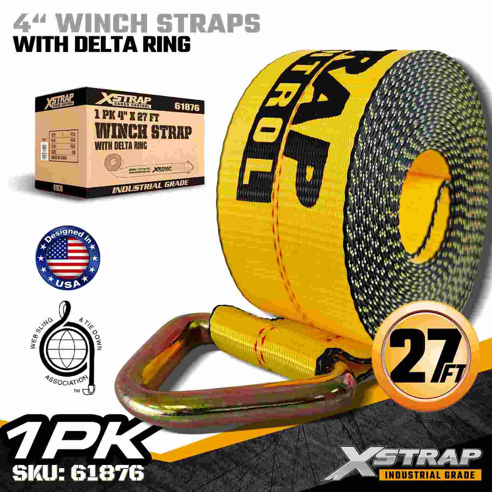 Custom Xstrap 61876 4" × 27ft Standard Winch Strap with Delta Ring ...
