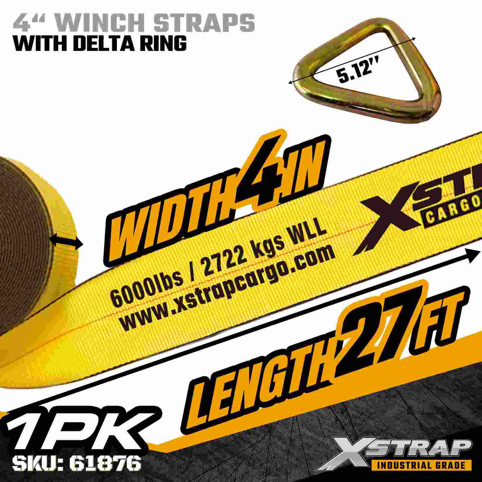 Custom Xstrap 61876 4" × 27ft Standard Winch Strap with Delta Ring ...