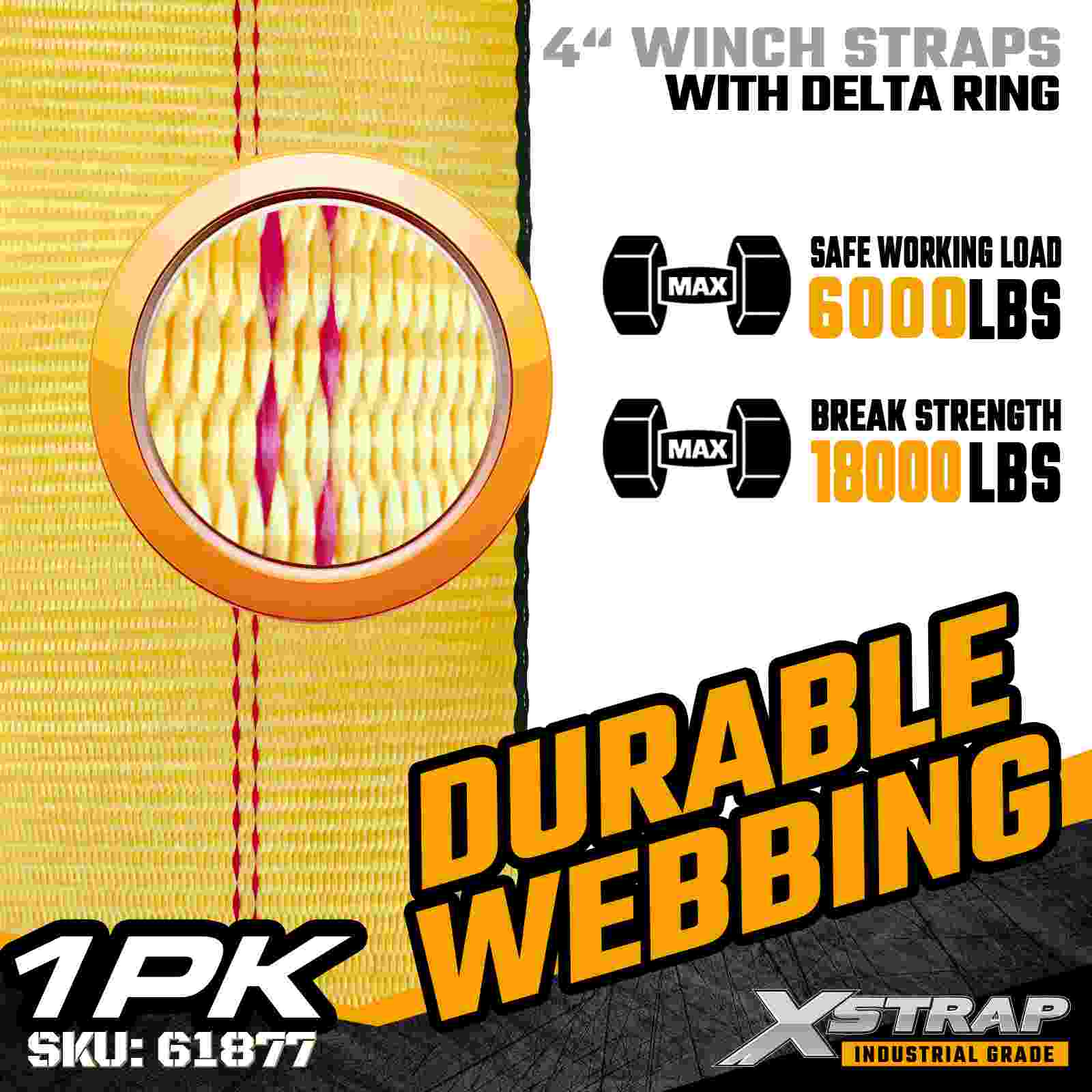 Custom Xstrap 61877 4" × 30ft Standard Winch Strap with Delta Ring ...